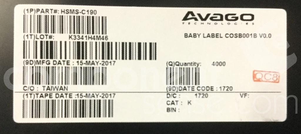 HSMS-C190 Avago - Datasheet PDF & Technical Specs
