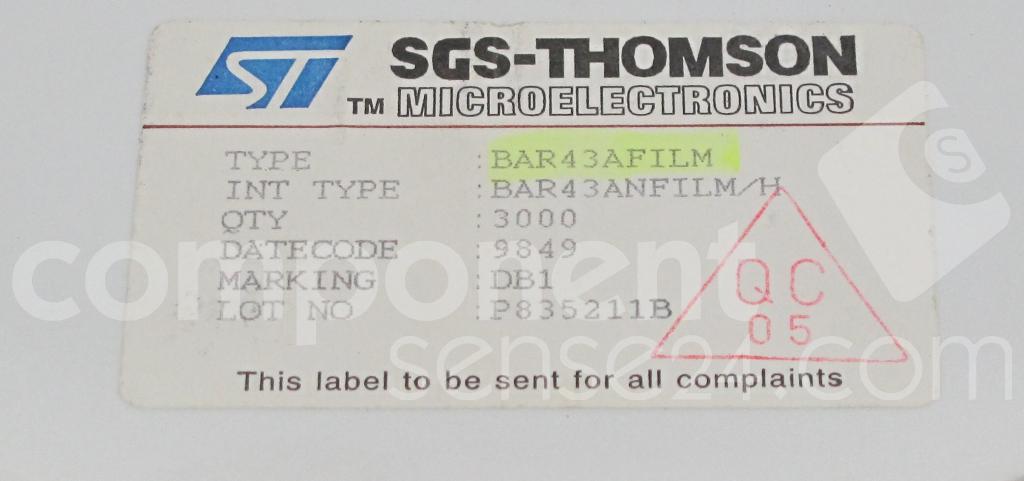 BAR43AFILM STMicroelectronics - Datasheet PDF & Technical Specs
