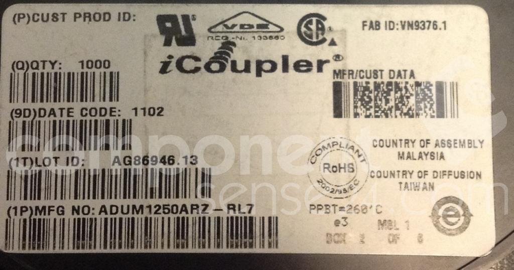 ADUM1250ARZ-RL7 Analog Devices - Datasheet PDF & Technical Specs