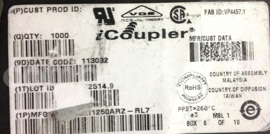 ADUM1250ARZ-RL7 Analog Devices - Datasheet PDF & Technical Specs