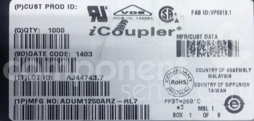 ADUM1250ARZ-RL7 Analog Devices - Datasheet PDF & Technical Specs