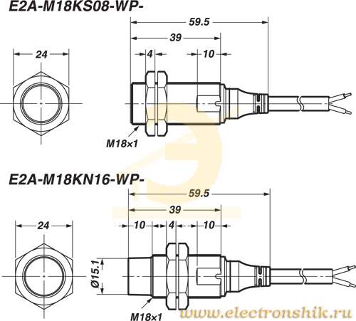 E2A-M18KN16-WP-C1 2M Omron - Datasheet PDF & Technical Specs