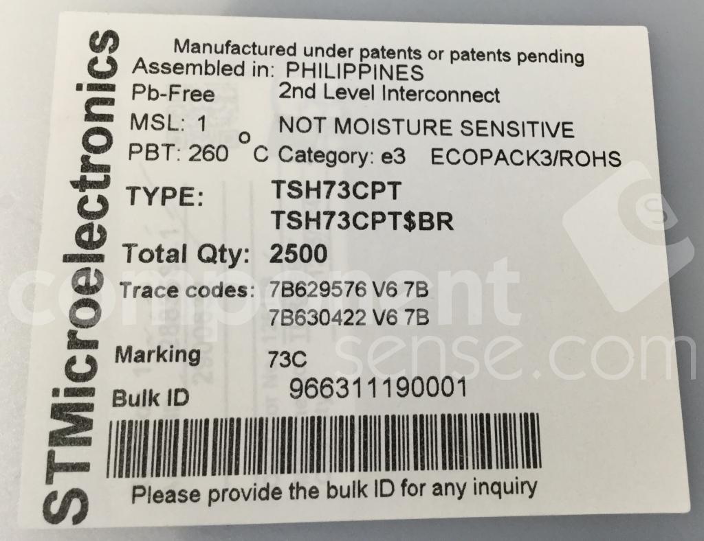 TSH73CPT STMicroelectronics - Datasheet PDF & Technical Specs