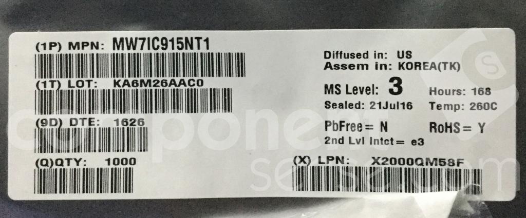 MW7IC915NT1 NXP Semiconductors - Datasheet PDF & Technical Specs