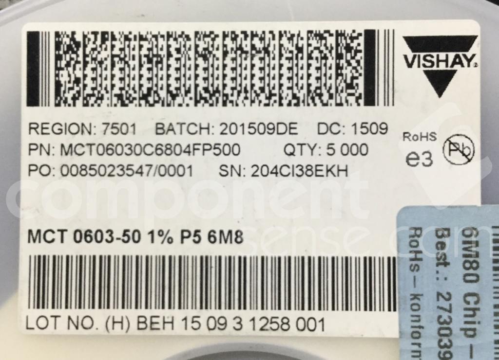 MCT06030C6804FP500 Vishay | Distributors, Price Comparison, and Datasheets | Chip SMD Resistors ...