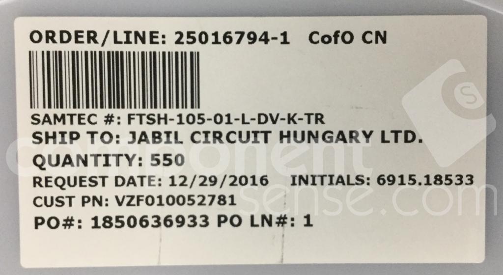 FTSH-105-01-L-DV-K-TR Samtec - Datasheet PDF & Technical Specs