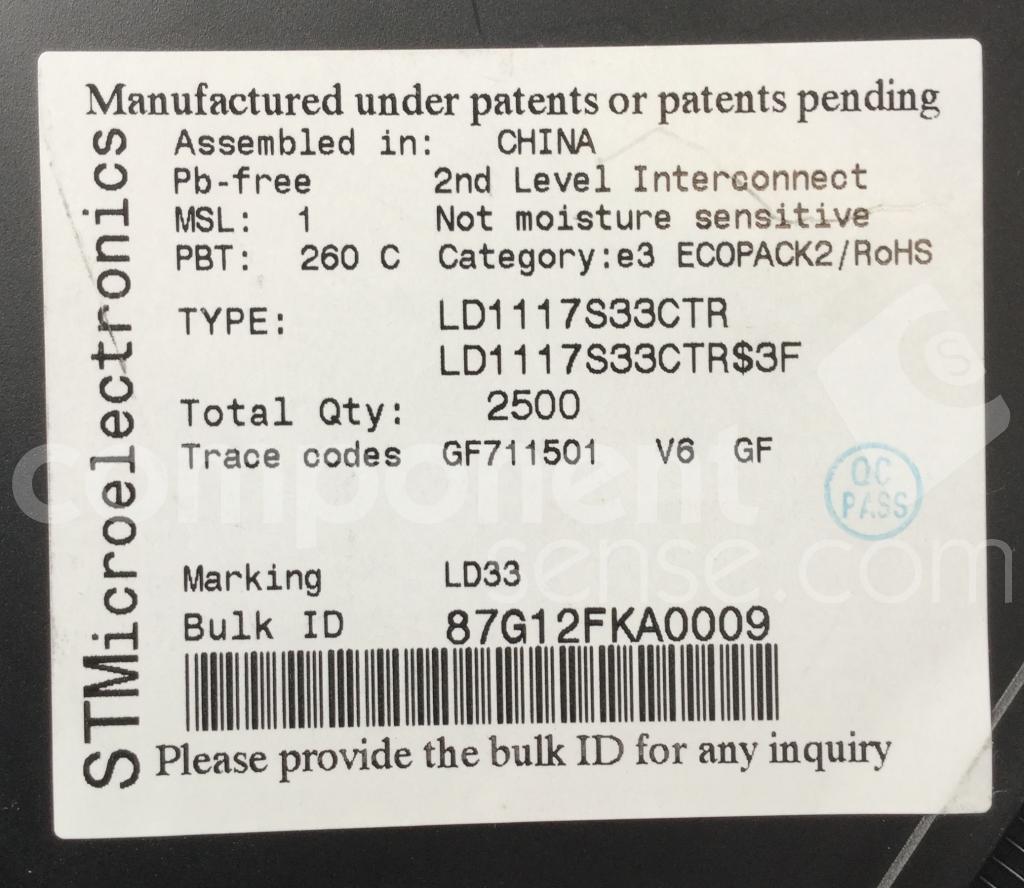 LD1117S33CTR STMicroelectronics - Datasheet PDF & Technical Specs